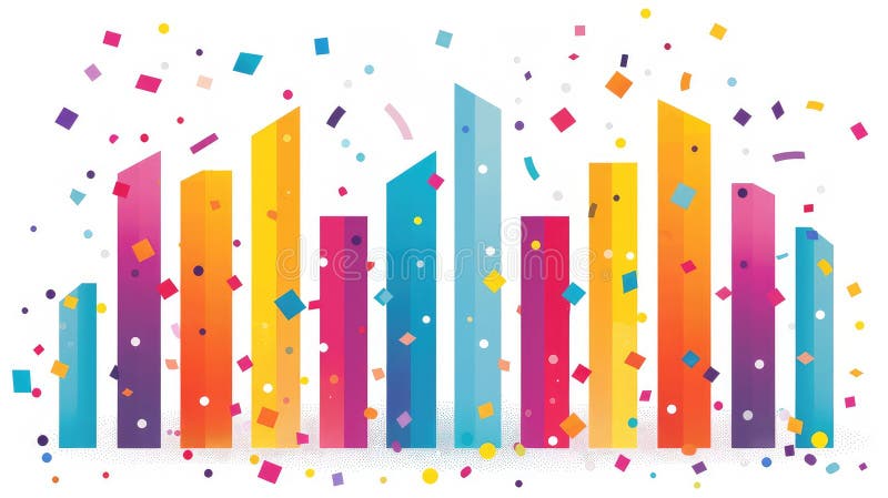 Dynamic Data Celebration: Colorful Bar Chart with Confetti Stock Photo ...
