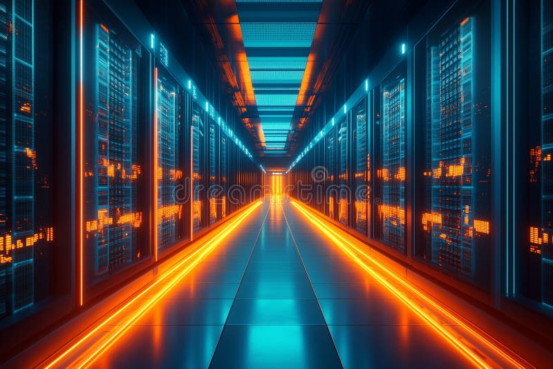 Dynamic Data Center Corridor Stock Illustration - Illustration of ...