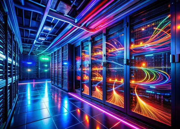 Dynamic Data Center Double Exposure a Vibrant Visualization of Server ...
