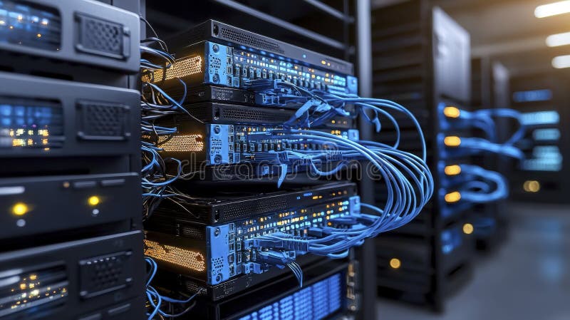 Dynamic Data Center with Illuminated Server Racks Tech Hub Photography ...