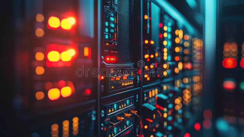 Dynamic Data Center Server Panel with Flashing Indicator Lights for ...