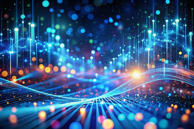 Dynamic Data Flow an Abstract Visual of Futuristic Networks Binary Code and LowLight Digital ...