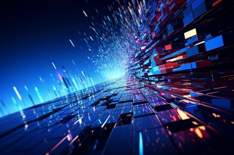 Dynamic Data Flow 3D Stream Art Merges Cyberpunk, Blockchain ...