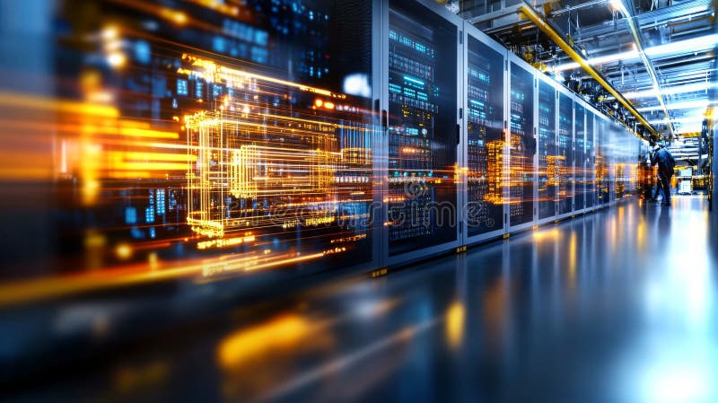 Dynamic Data Flow in a Modern Server Room Showcasing Advanced ...