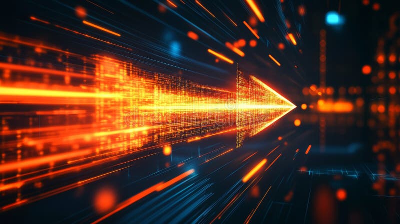 Dynamic Data Stream Abstract Arrowhead Motion in a Digital Background ...