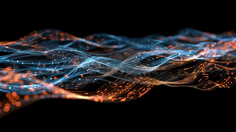 Dynamic Data Stream: Abstract Particle Wave Background. Future Tech, Networking Concept Stock ...