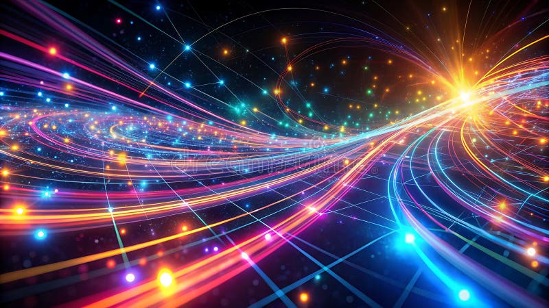 Dynamic Data Stream Animation Futuristic Network Lines Pulse through ...