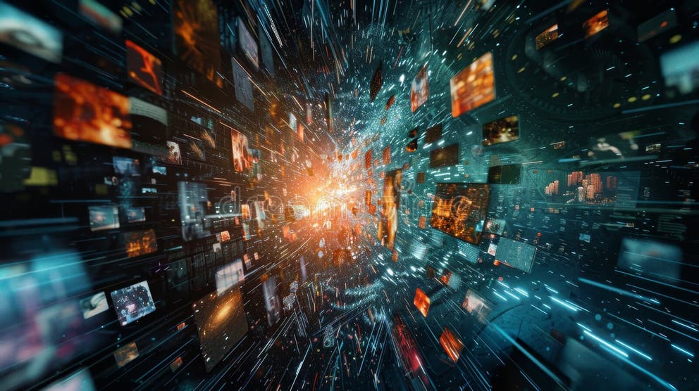 Dynamic Data Stream Explosion Generative Ai Stock Image Image Of