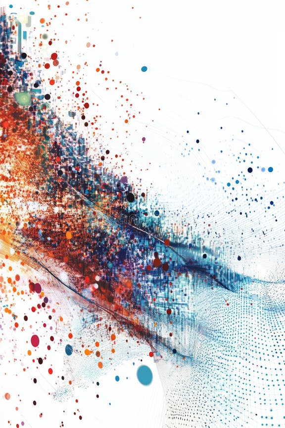 Dynamic Data Stream Visualization with Colorful Dots and Abstract ...