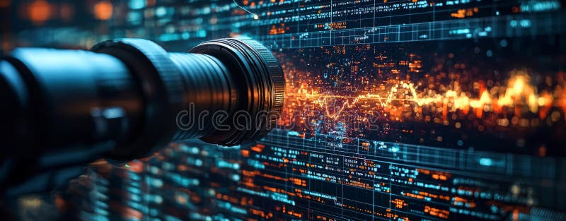 Dynamic Data Visualization with Camera Lens Focus Stock Image - Image ...