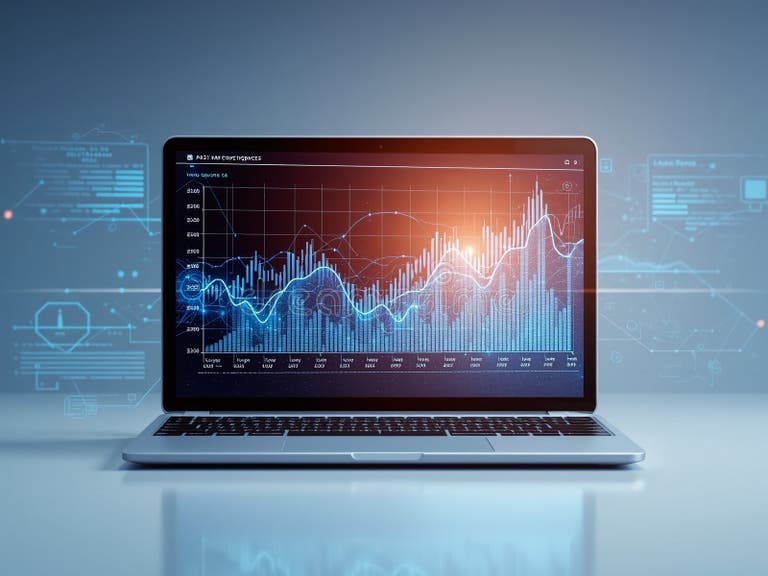 Dynamic Data Visualization on a Digital Display Abstract Chart Graphic ...