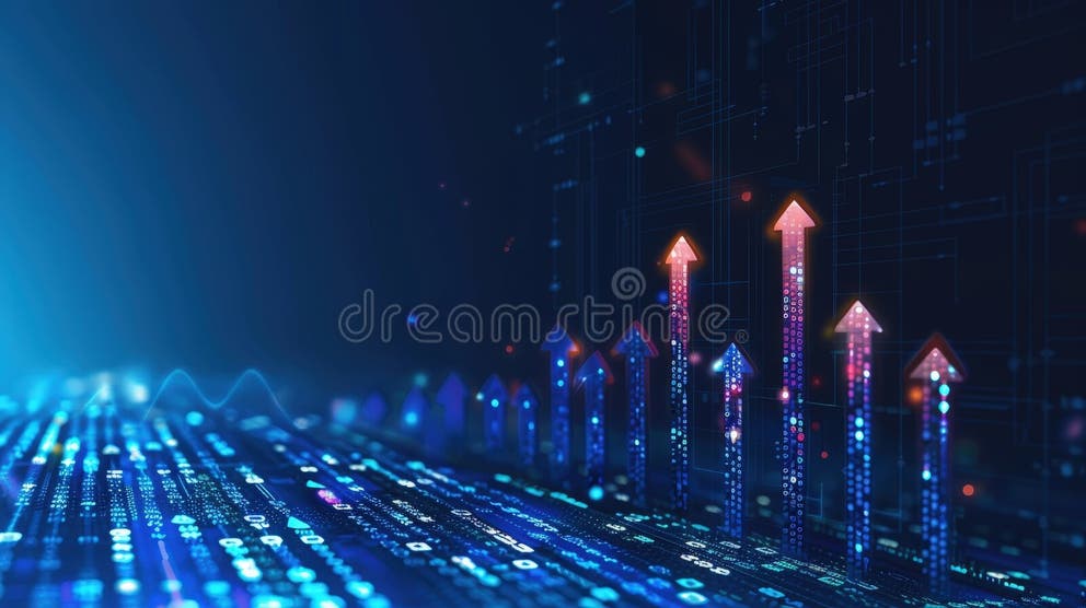 Dynamic Data Visualization Displaying Rising Trends and Growth Metrics ...