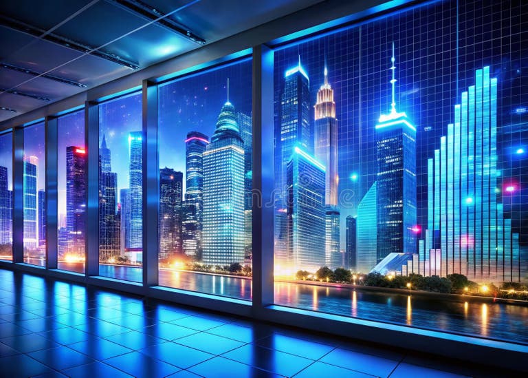 Dynamic Data Visualization Futuristic Dashboard Displays RealTime Business Analytics in a Night ...