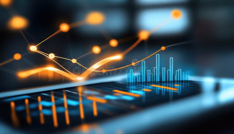 Dynamic Data Visualization on a Modern Tablet Displaying Colorful ...