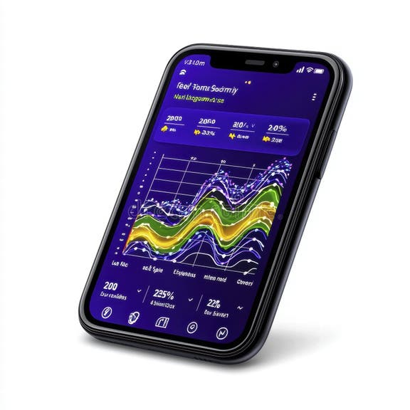 Dynamic Data Visualization on Smartphone Screen Stock Illustration - Illustration of interface ...