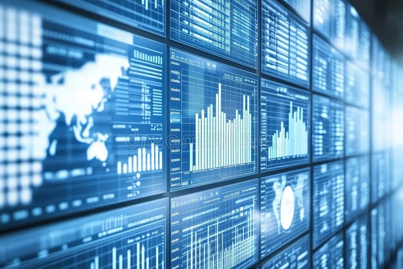 Dynamic Data Visualization Wall Stock Photo - Image of dashboard ...