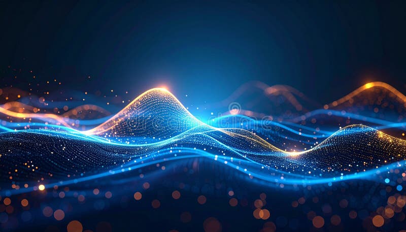 Dynamic Data Waves: Sparkling, Glowing Lines of Information Surge into ...