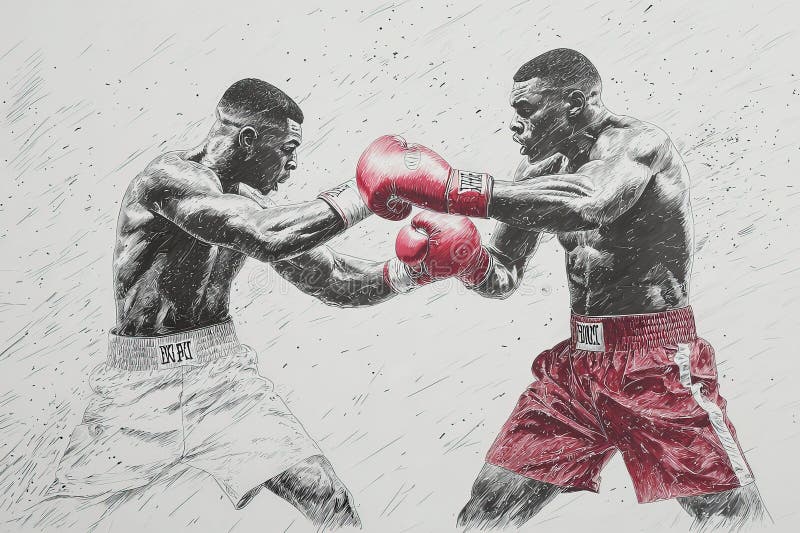 A Dynamic Depiction of a Boxing Match, Capturing the Intensity and ...