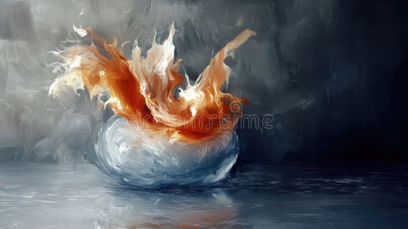 A Dynamic Depiction of Flames Emerging from a Smooth, Round Object ...