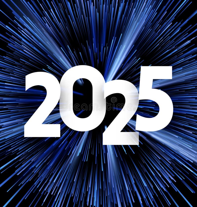 Dynamic 2025 Design with Blue Light Burst Effect Stock Vector ...