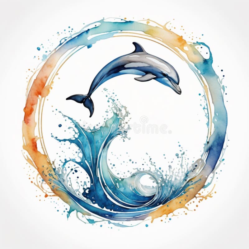 Aquatic Elegance: Dolphin in Mid-Air Circular Frame Stock Photo - Image ...