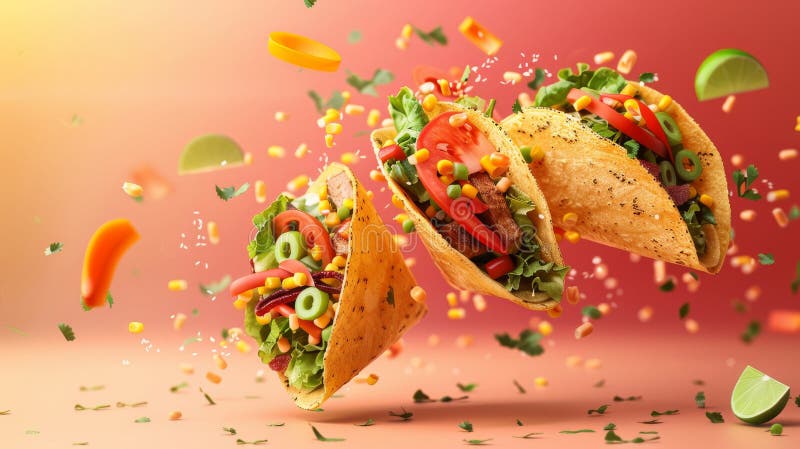 Dynamic Design Featuring Floating Taco Ingredients Stock Illustration ...