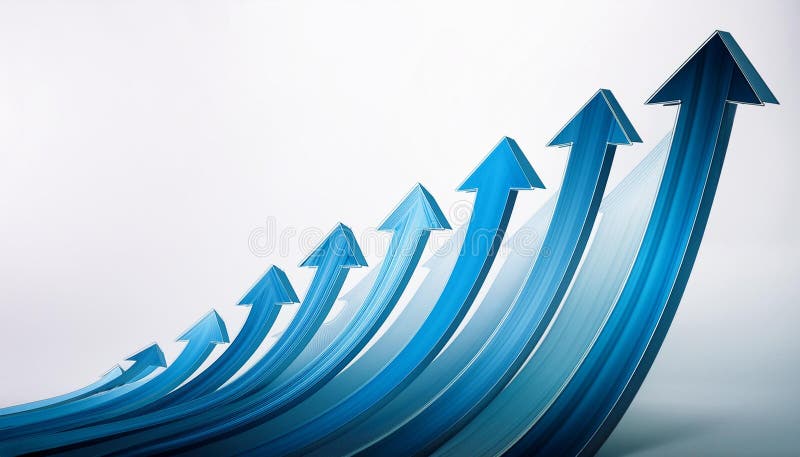 A Dynamic Design Featuring Light Blue Arrows Ascending Diagonally on a ...