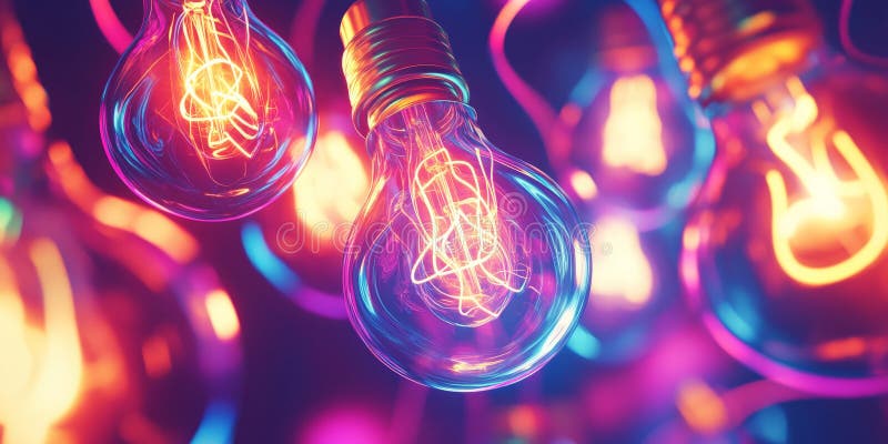 A Dynamic Design Featuring Multiple Glowing Lightbulbs Connected by ...