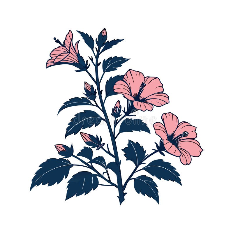 Dynamic Rose of Sharon Houseplant Design Stock Illustration ...