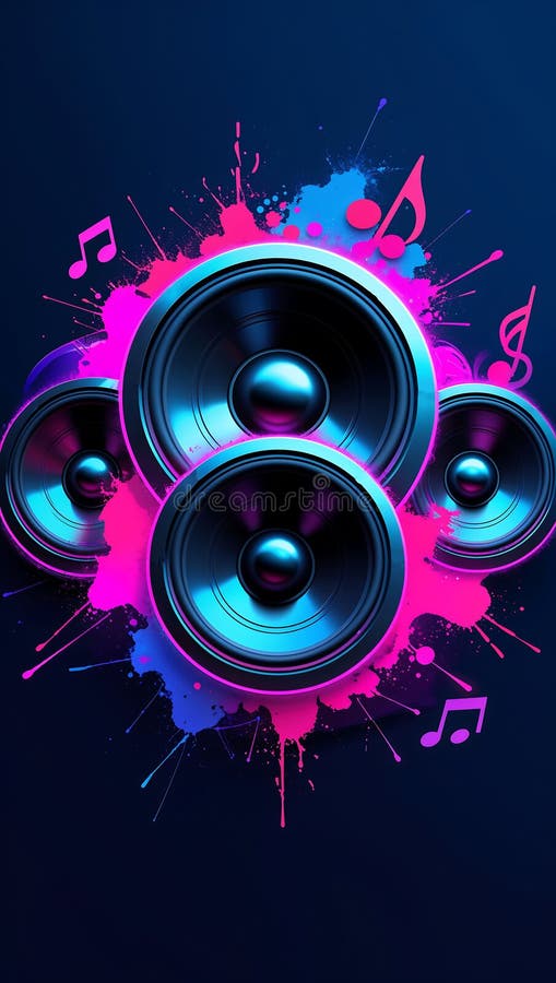 Dynamic Layout with Three Circular Speakers of Varying Sizes Stock Illustration - Illustration ...