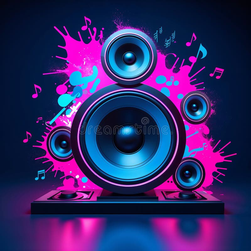 Dynamic Layout with Three Circular Speakers of Varying Sizes Stock ...