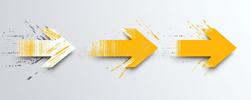 Dynamic Design of Three Yellow and White Rustic Arrows Moving Right ...
