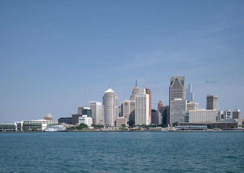 Dynamic Detroit Skyline View Across the Detroit River Stock Image ...