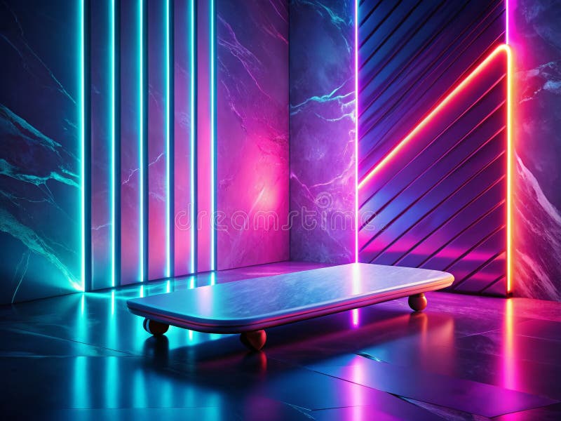 Dynamic Diagonal Marble Board a Futuristic Design with Vibrant Neon ...