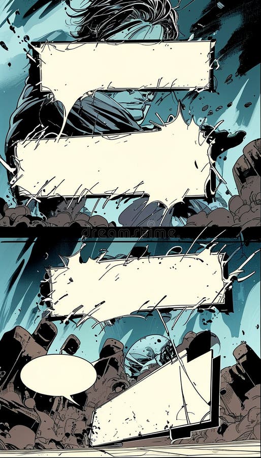 Action-packed with Striking Comic Art and Blank Dialogue Panels Stock ...