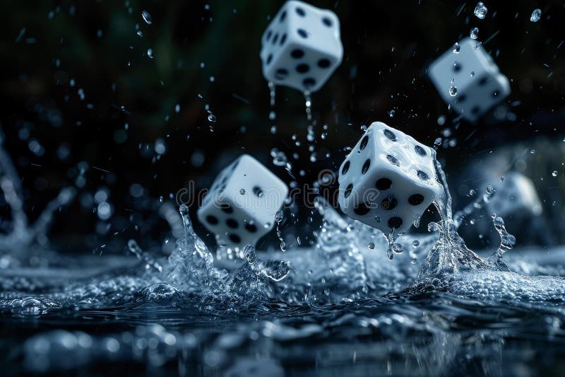 Dynamic Dice Splash in Dark Water Stock Image - Image of random ...