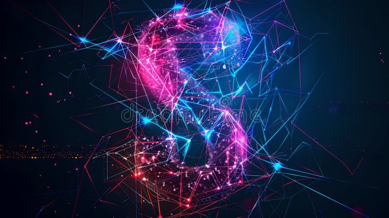 Dynamic Digital Data Stream Visualization, Blue Tech Abstract ...