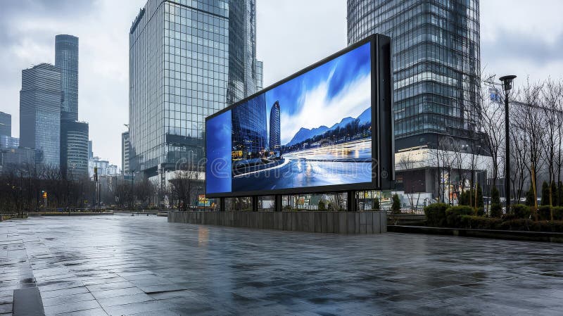 Dynamic Digital Advertising Space Showcasing Bold Content in Urban ...