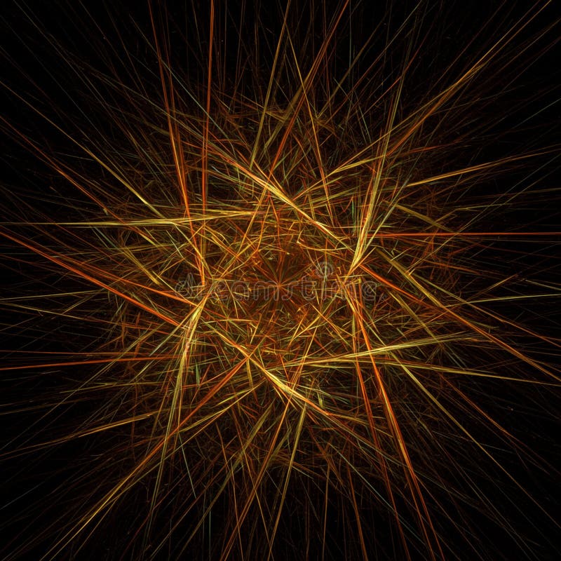 Dynamic Digital Artwork Featuring an Explosion of Angular, Intertwining Lines in Hues of Stock ...