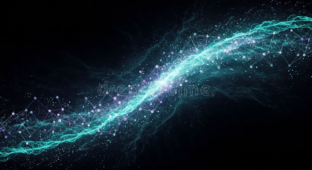 A Dynamic Digital Artwork Featuring a Swirling Line of Interconnected ...