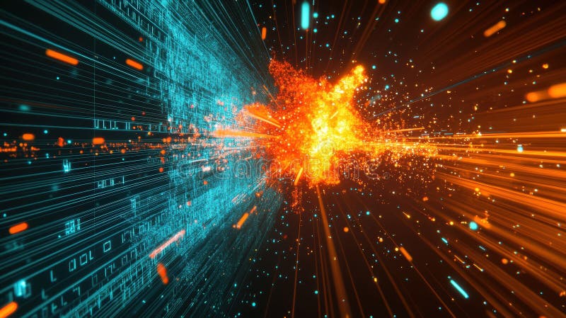 A Dynamic Digital Artwork Illustrating a High-energy Collision between ...