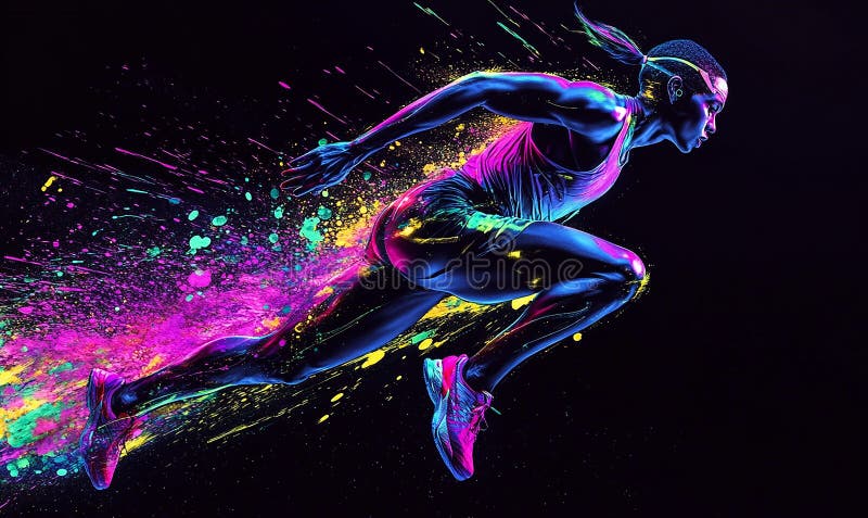 A Dynamic Digital Artwork of a Sprinter Captured Mid-stride Stock Image ...