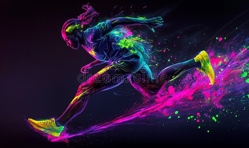 A Dynamic Digital Artwork of a Sprinter Captured Mid-stride Stock ...