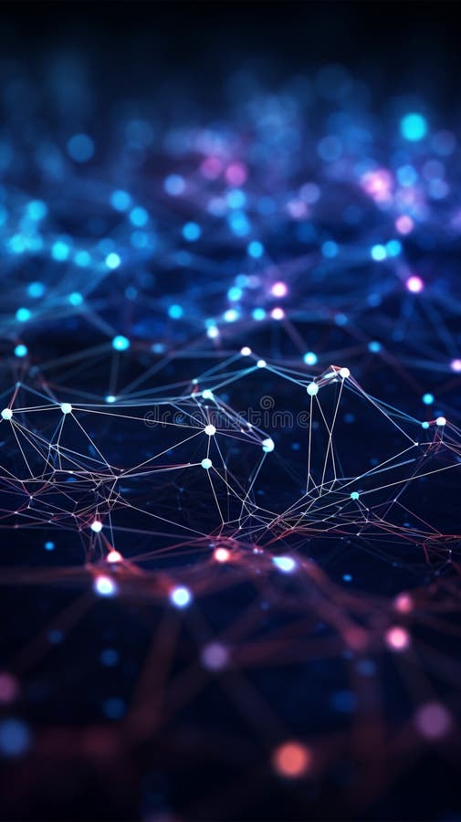 Dynamic Digital Backdrop 3D Rendering, Network Lines, Blockchain Data ...