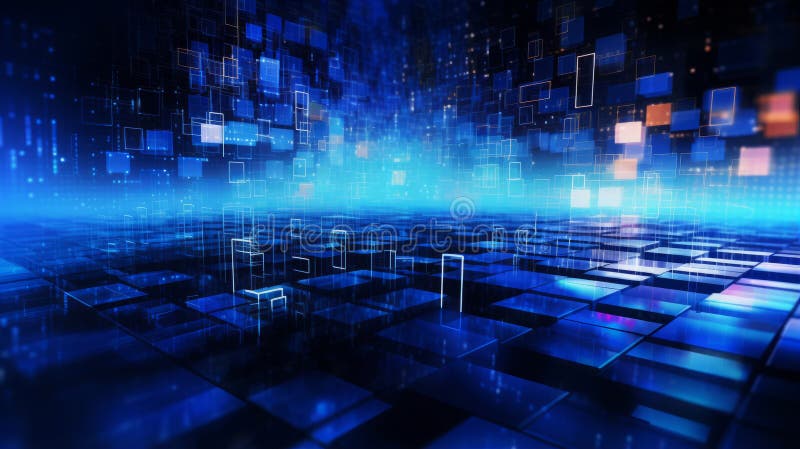 Abstract Background with Blue and Black Squares Stock Illustration ...