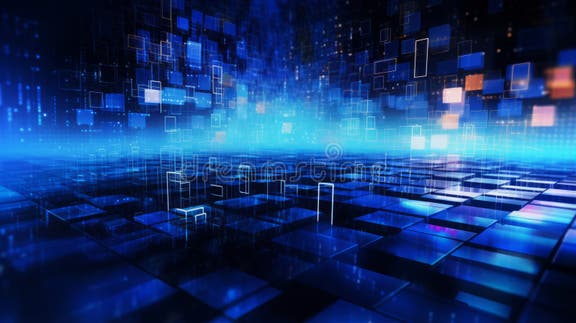 Abstract Background with Blue and Black Squares Stock Illustration ...