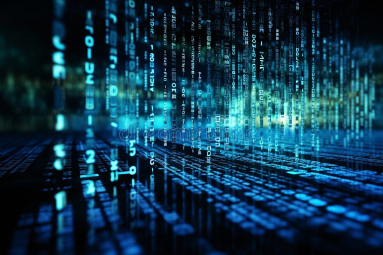 Dynamic Digital Background Binary Code And Ai Algorithms Create Synergy