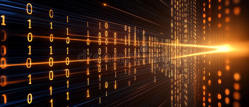 A Dynamic Digital Background Featuring Flowing Binary Code and Vibrant ...