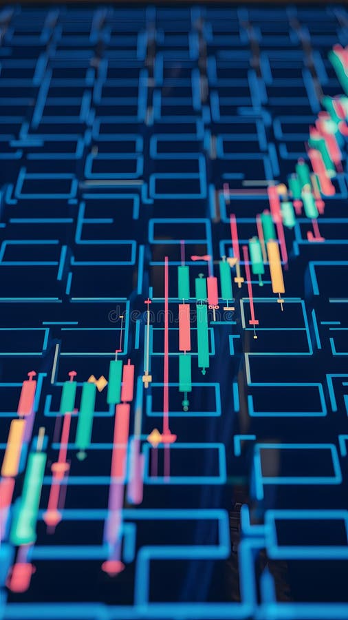 Dynamic Digital Bar Chart on Grid Background Resembling Stock Exchange ...
