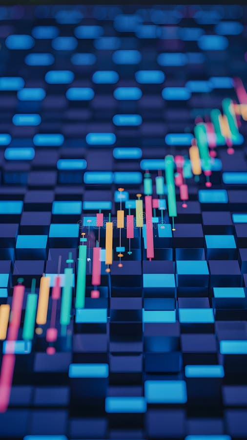 Dynamic Digital Bar Chart on Grid Background Resembling Stock Exchange ...